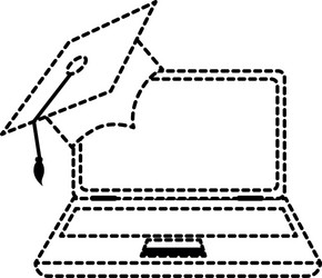 Laptop computer with graduation hat Royalty Free Vector