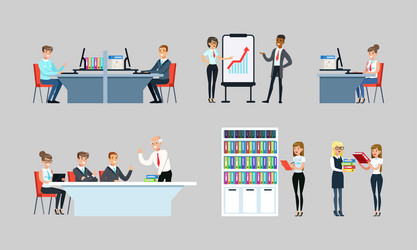 Group business people working in office men Vector Image