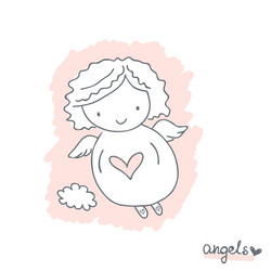 Sketch with cute angel Royalty Free Vector Image