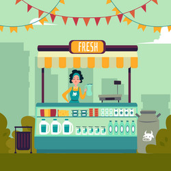 Cartoon local farmer market concept Royalty Free Vector