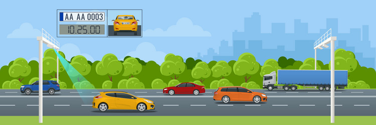 Specs average speed measuring camera system Vector Image