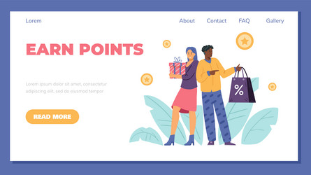 Reward program and earn point website templates Vector Image