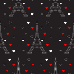 Eiffel tower and hearts seamless pattern Vector Image