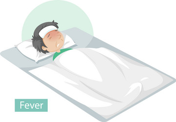 Cartoon character with fever symptoms Royalty Free Vector