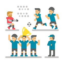 Happy football fans cartoon set Royalty Free Vector Image