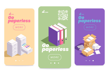 Go paperless isometric concept Royalty Free Vector Image