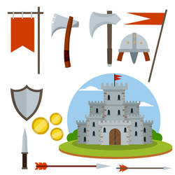Medieval set of item old armor and knight weapons Vector Image