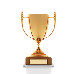 Realistic golden trophy gold cup award Royalty Free Vector