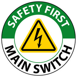 Warning main switch sign on white background Vector Image
