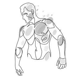 Linear drawing of a perfect body fit model man Vector Image