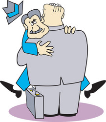 Intrusive man unwanted hugs unwelcome awkward Vector Image