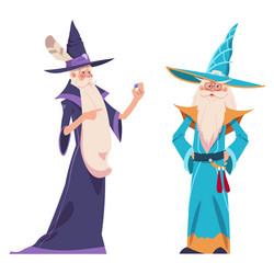 Cartoon wizards cute magical characters in robes Vector Image