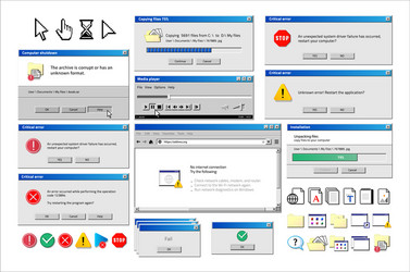 Old alert window set in classic style info error Vector Image