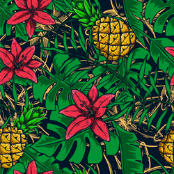 Hawaiian tropical floral seamless pattern Vector Image