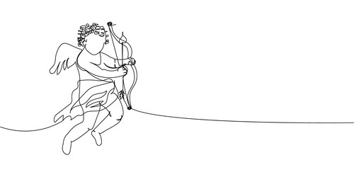Cupid shoots arrows continuous line drawing one Vector Image