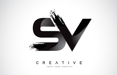 Sv letter design with brush stroke and modern 3d Vector Image