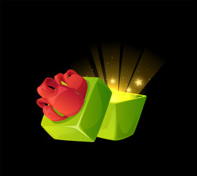 Open gift box with precious key and magic glow Vector Image