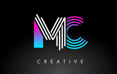 Mc magenta lines letter logo creative line Vector Image