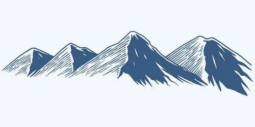 Five hand drawing mountain line up hill plateau Vector Image