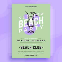 Summer cocktail party poster design menu Vector Image