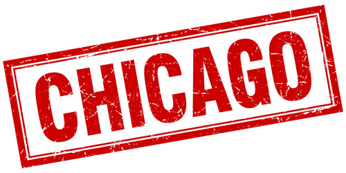 Chicago red square stamp Royalty Free Vector Image