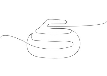 Curling stone one line art continuous line Vector Image