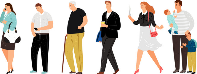 People queue waiting line Royalty Free Vector Image