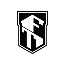 Ft letter logo monogram hexagon shield shape Vector Image