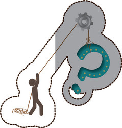 Person pulling a question sign with loop icon Vector Image