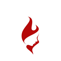 Fire face woman logo Royalty Free Vector Image