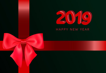 Twenty nineteen lettering red ribbon and bow Vector Image
