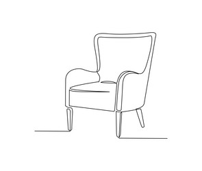 Continuous one line drawing of modern work chair Vector Image