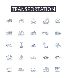 Transportation line icons collection commute Vector Image