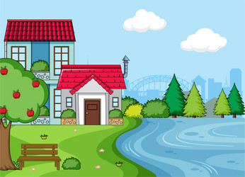 A simple house in nature background Royalty Free Vector
