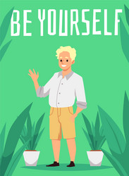 Accept yourself concept banner with character Vector Image