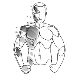 Linear drawing of a perfect body fit model man Vector Image