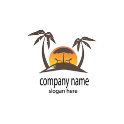 Sunset landscape logo coconut tree summer symbol Vector Image