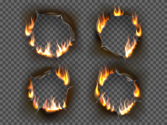 Paper burn hole flame edge effect burnt Royalty Free Vector