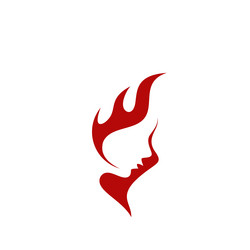 Fire face woman logo Royalty Free Vector Image