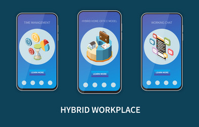 Isometric hybrid workplace infographics Royalty Free Vector