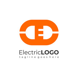Letter e electricity logo flat design Royalty Free Vector