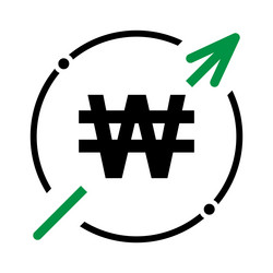 Cost symbol won increase icon income symbol Vector Image