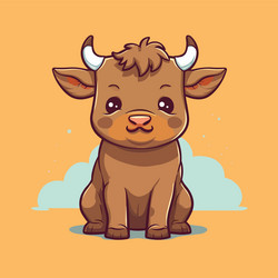 Bull cute cartoon character Royalty Free Vector Image