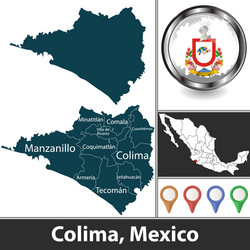 Colima state map Royalty Free Vector Image - VectorStock