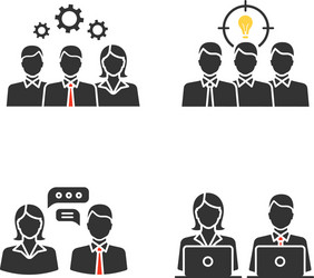 Teamwork black glyph icons set on white space Vector Image