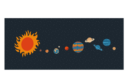 Round solar system with sun orbits and planets Vector Image