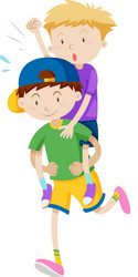 Children playing piggy back ride race Royalty Free Vector