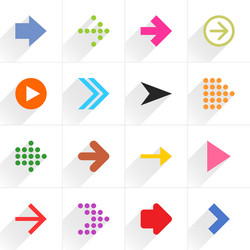 Color arrow icon flat sign with long shadow Vector Image