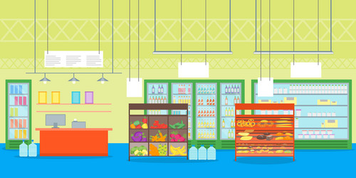 Cafe mall food court interior cartoon Royalty Free Vector