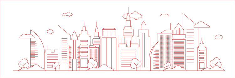 Futuristic outline urban landmark silhouette Vector Image